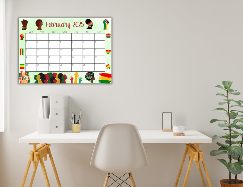 EDITABLE Printable February Calendar 2025 | Black History Month ...