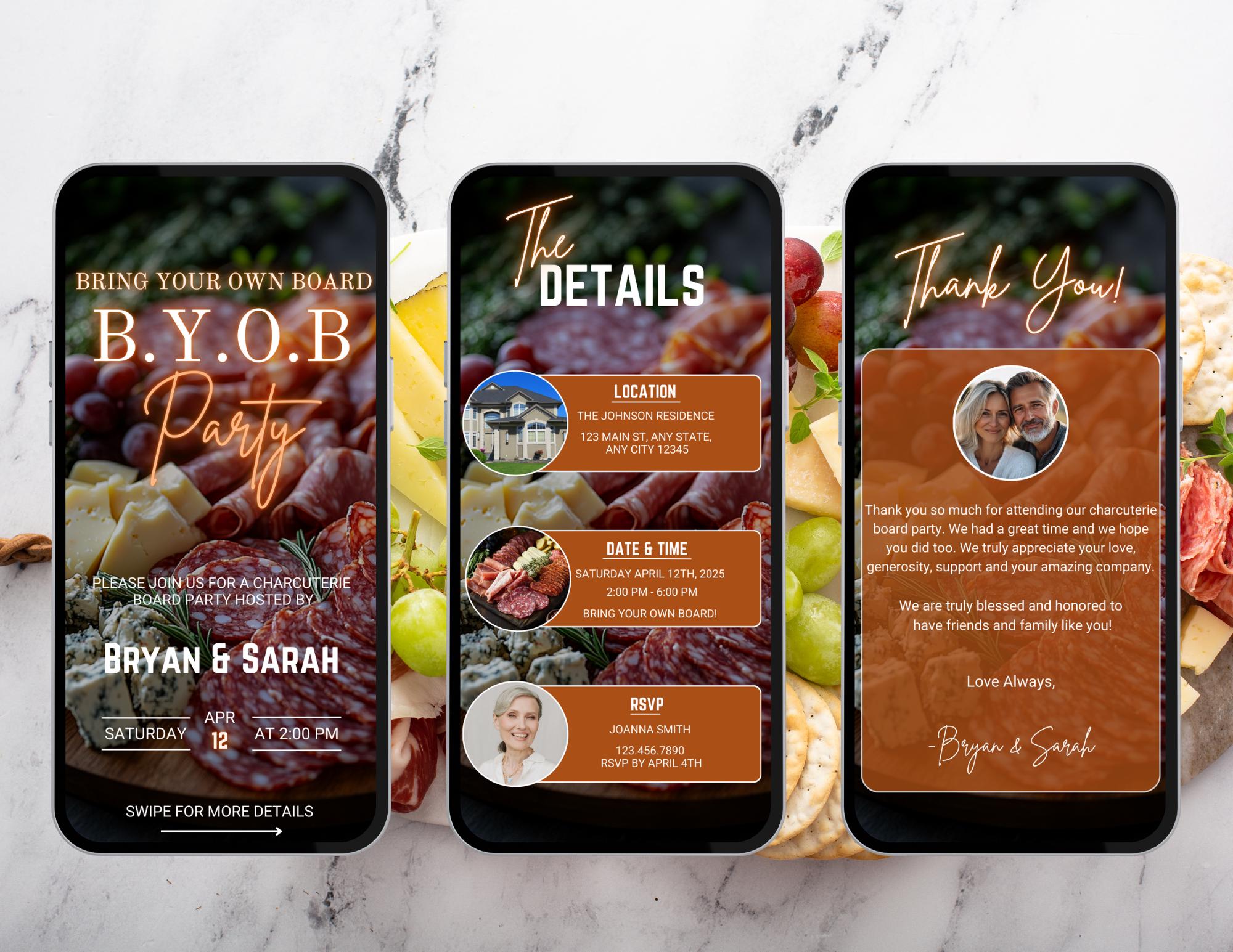 Bring a Own Board Party Invitation | Digital Charcuterie Board Party ...