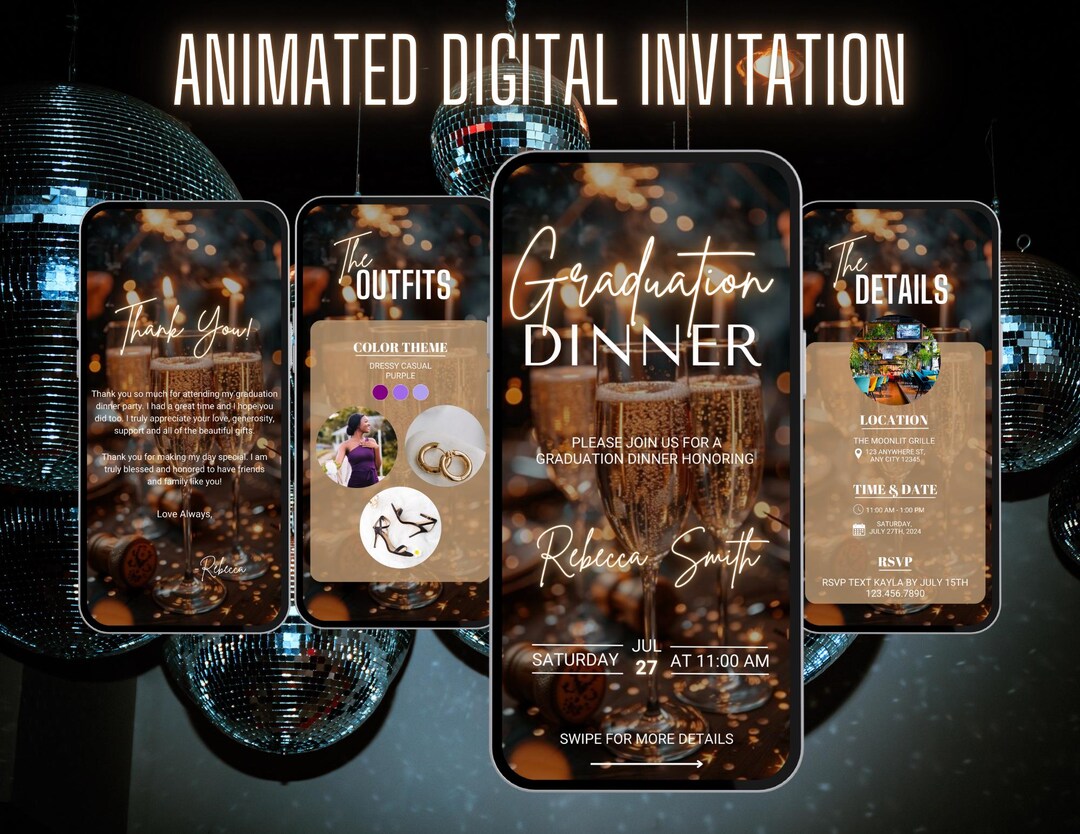 Digital Graduation Dinner Invitation | Class of 2025 Dinner Invite ...