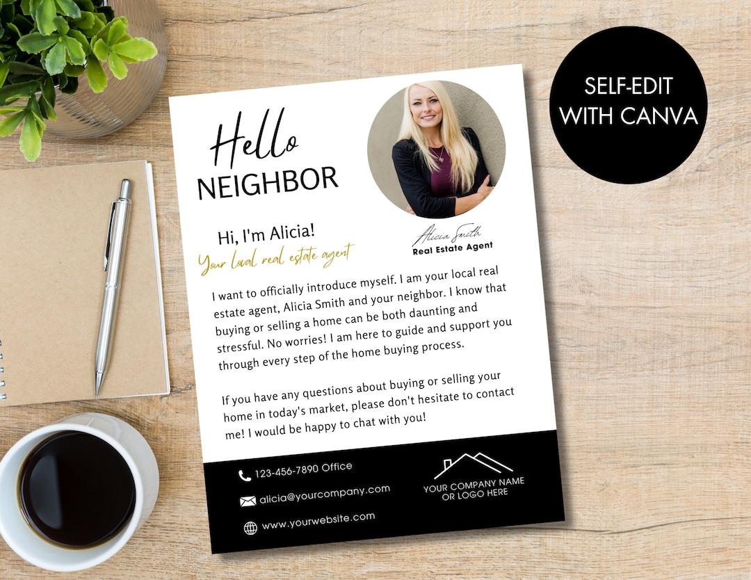 Hello Neighbor Introduction Letter | Real Estate Introduction Flyer ...