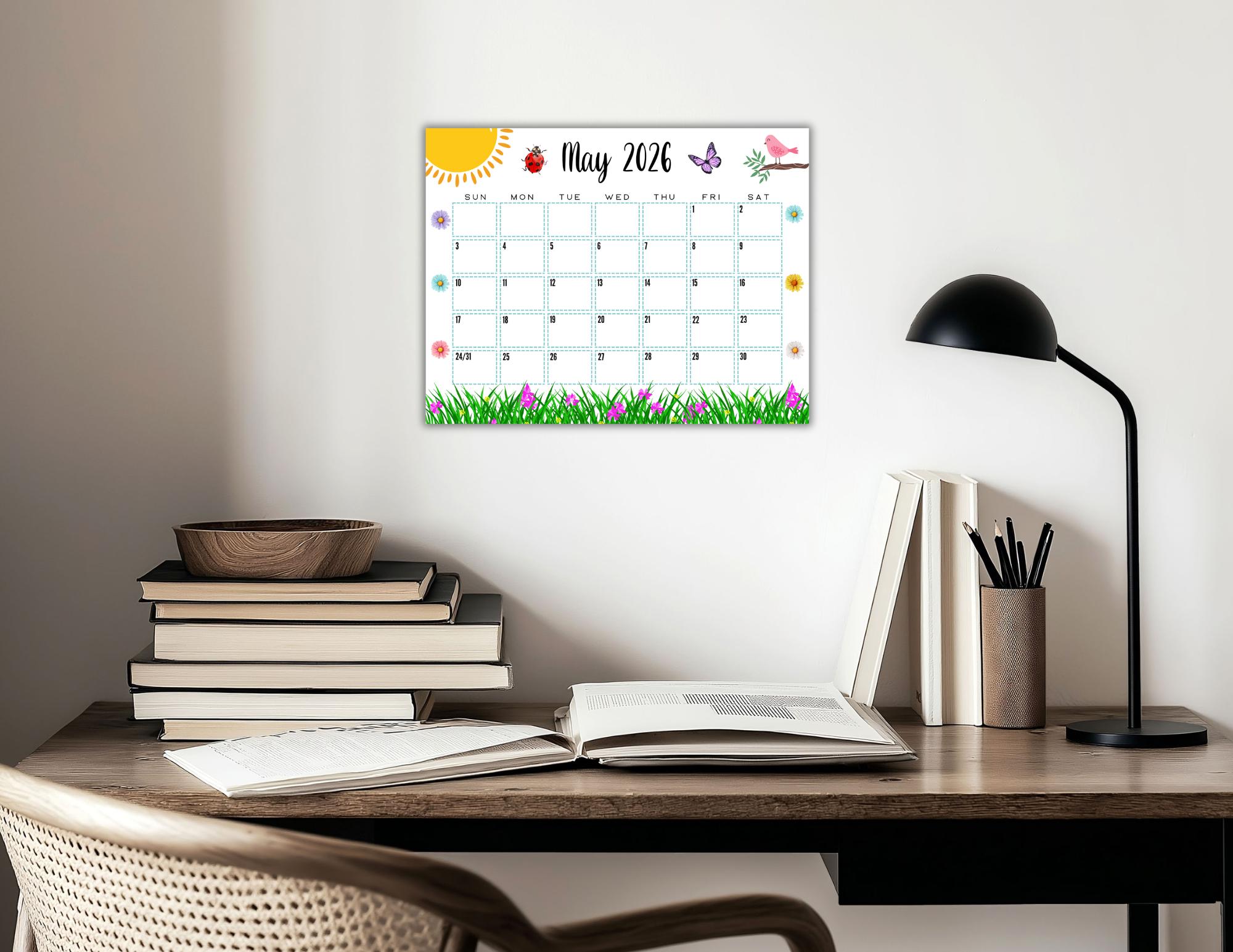 EDITABLE Printable May Calendar 2026 | Cute Spring May Calendar W ...