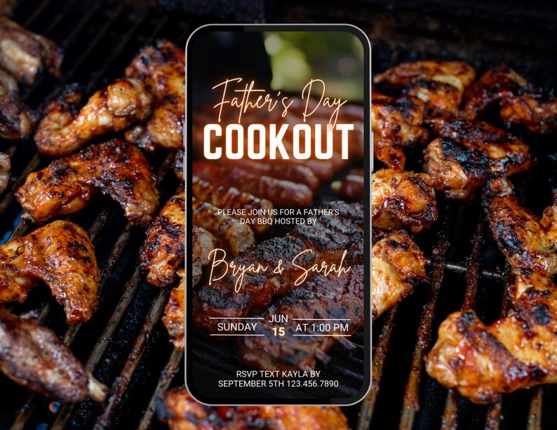 Digital Father's Day Cookout Invitation | | Father's Day Cookout ...