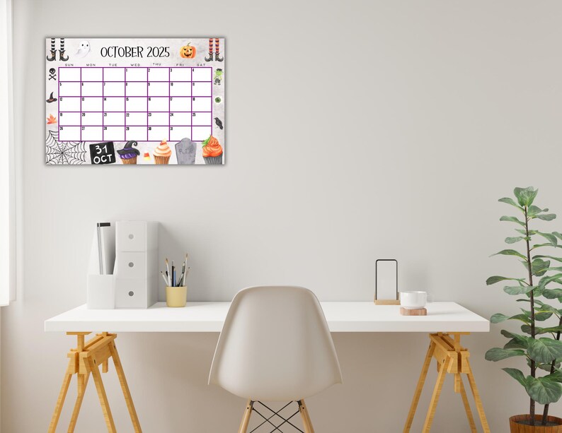 EDITABLE Printable October Calendar 2025 | Cute & Spooky Halloween ...