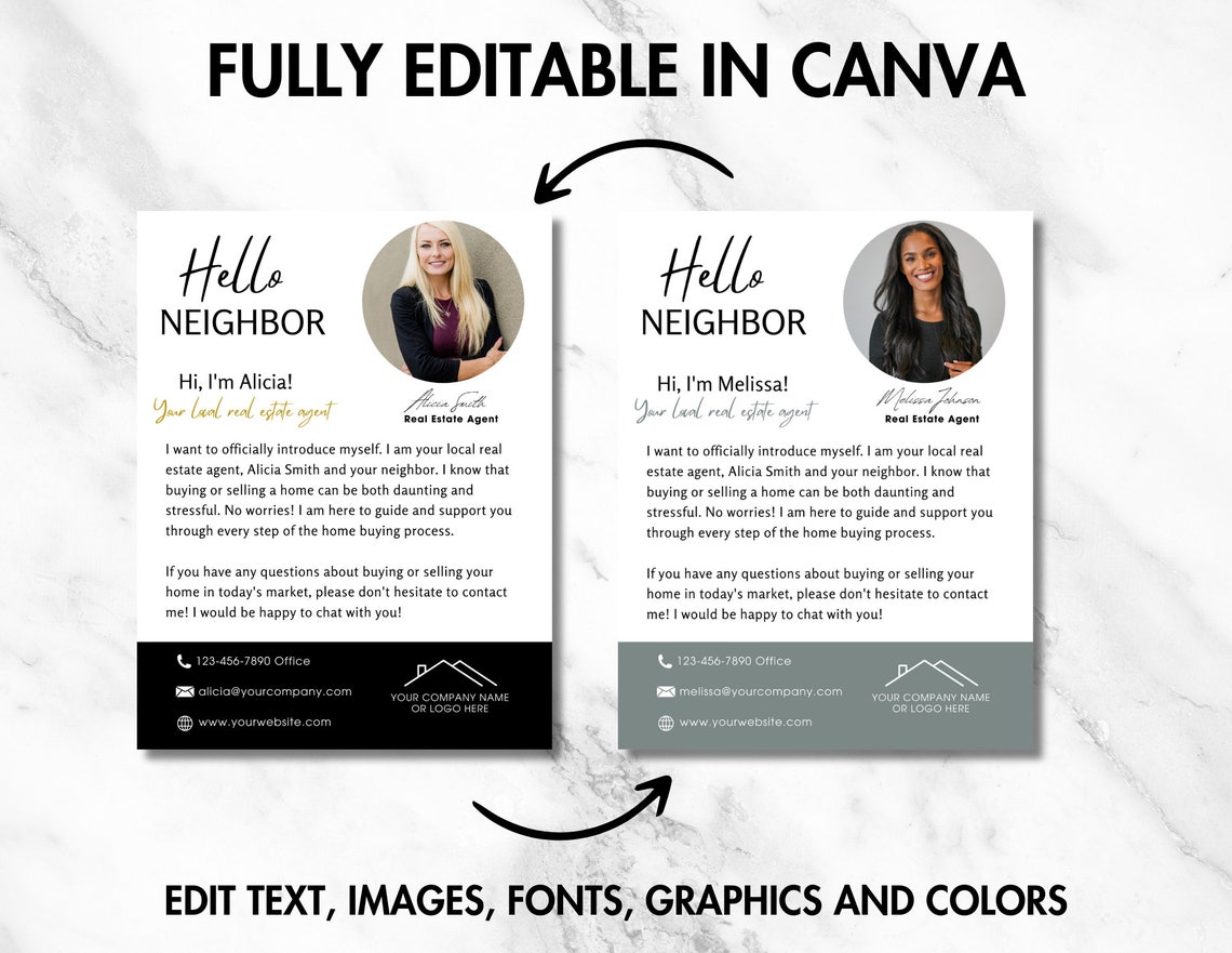 Hello Neighbor Introduction Letter | Real Estate Introduction Flyer ...