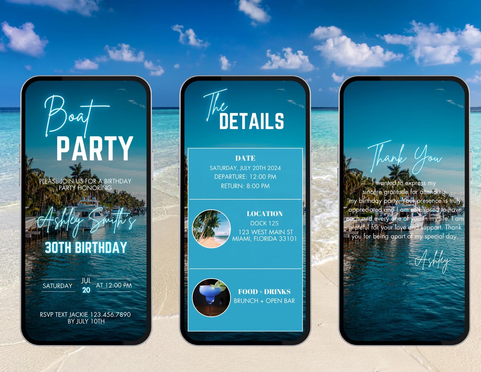 Digital Boat Party Invitation | Animated Yacht Party Invite | Summer ...