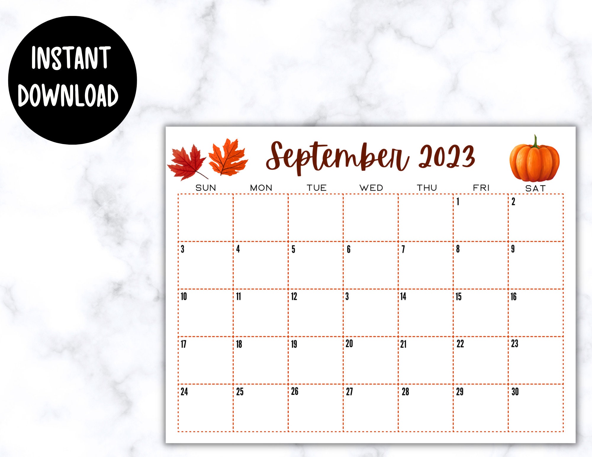 EDITABLE Printable September Calendar 2023 Fall September - Etsy