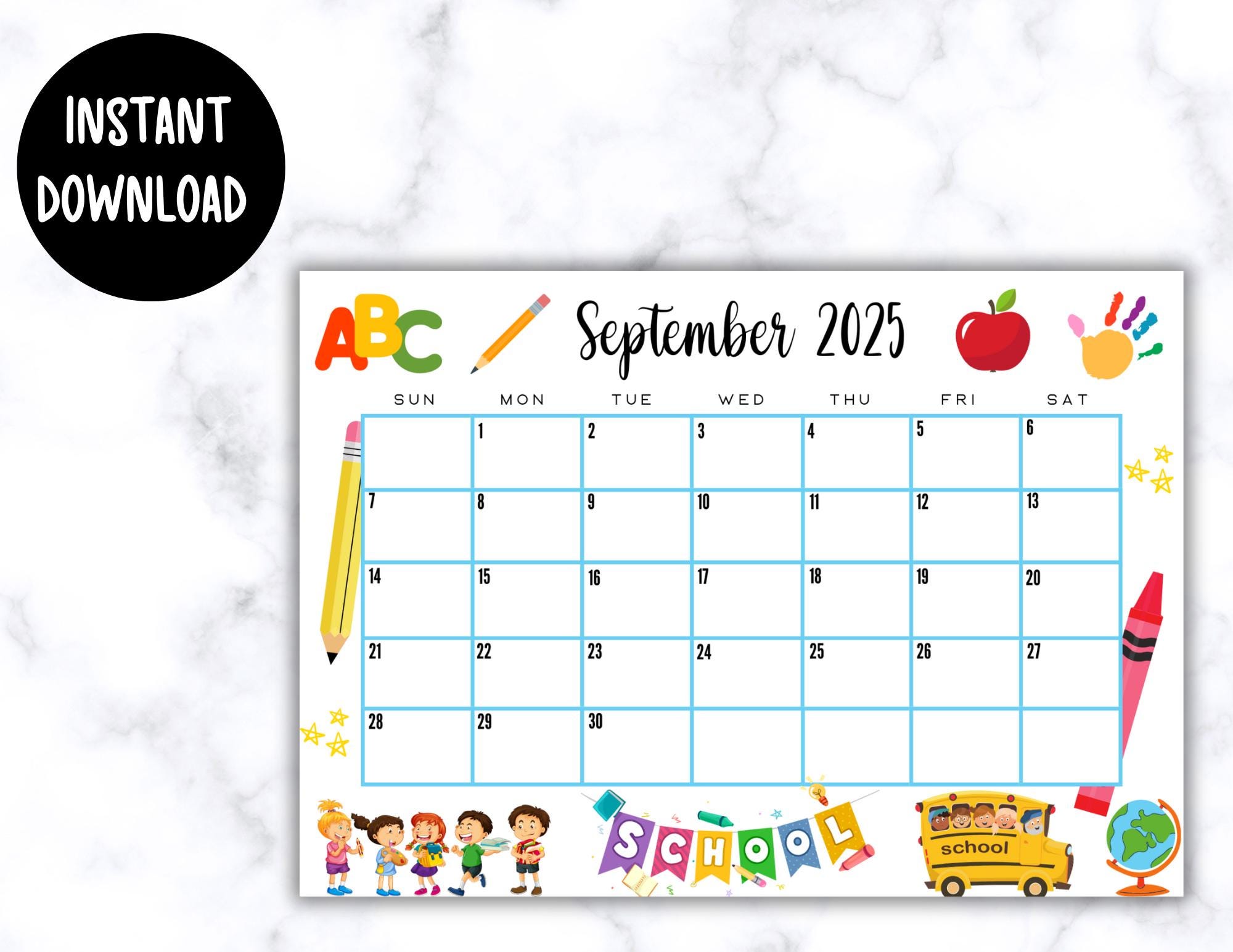 EDITABLE Printable September Calendar 2025 | Back to School Calendar ...