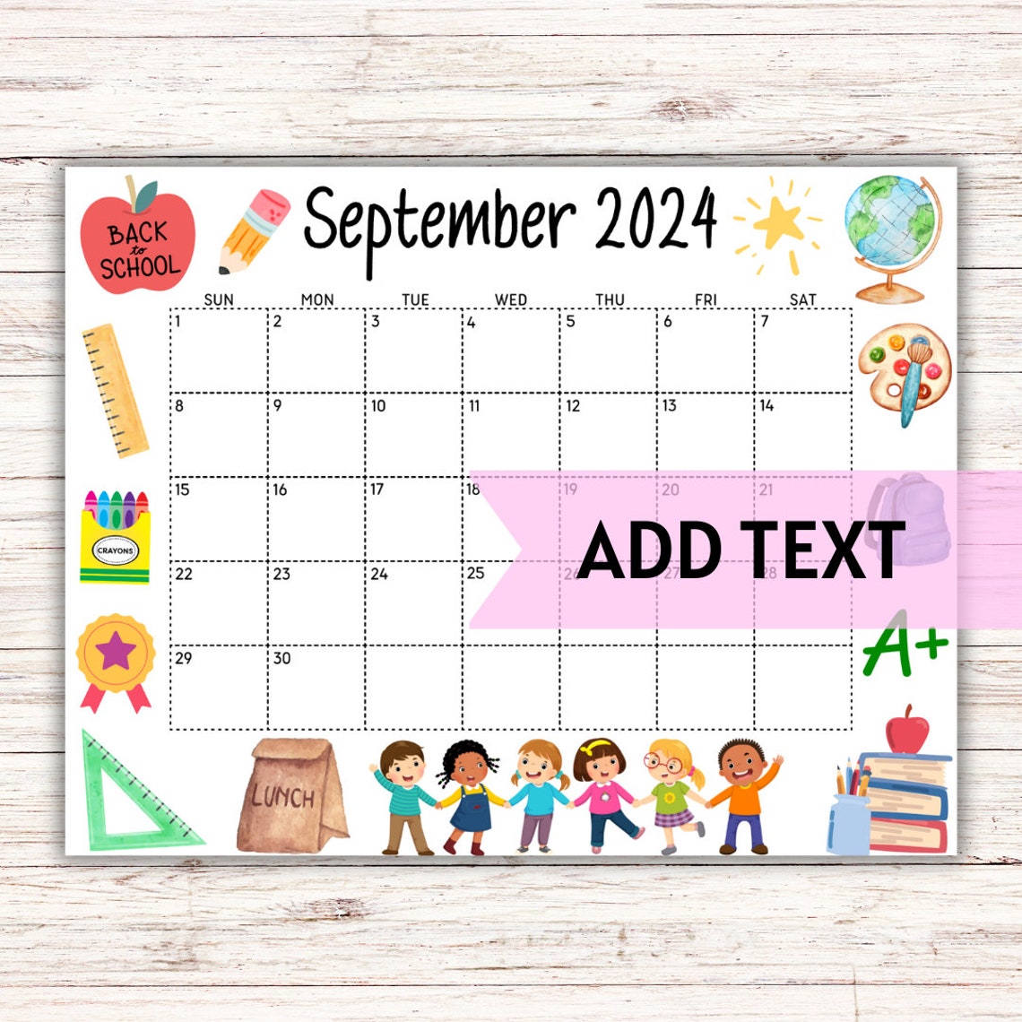 EDITABLE Printable September Calendar 2024 Back to School September ...