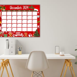 EDITABLE Printable December Calendar 2024 | Cute Christmas Calendar ...
