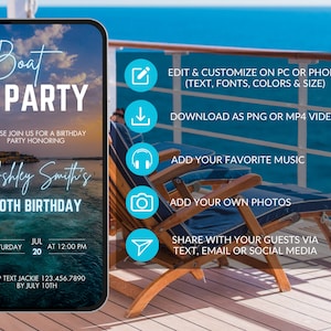 Digital Boat Party Invitation | Animated Yacht Party Invite | Summer ...
