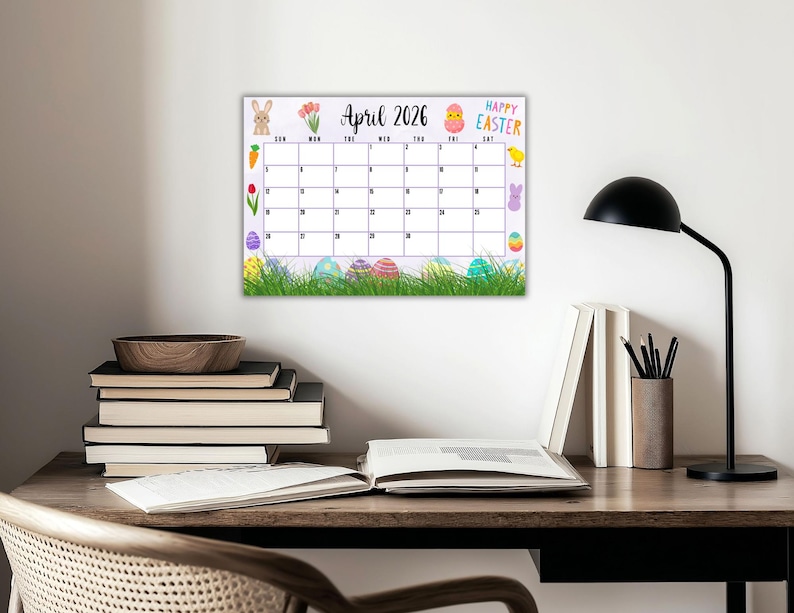 EDITABLE Printable April Calendar 2026 | Cute Easter Calendar W/ Green ...