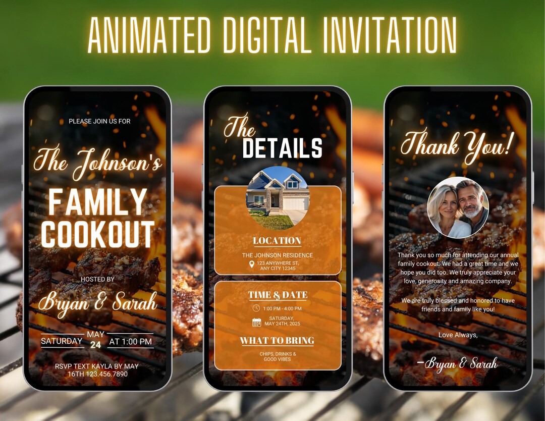 Digital Family Cookout Invitation | Backyard BBQ Cookout | Summer ...