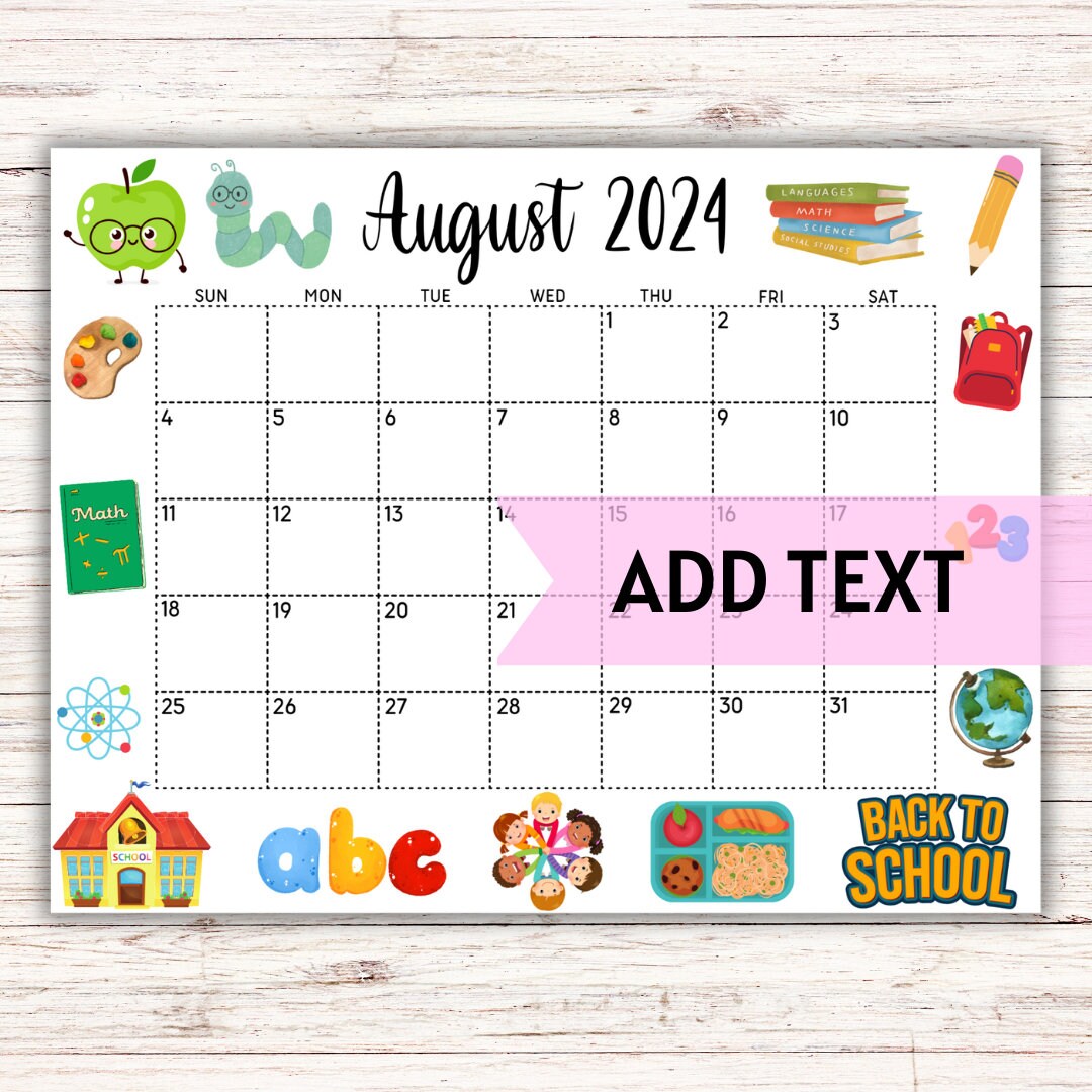 PRINTABLE August 2024 Calendar Editable 2024 Wall Calendar Colorful ...