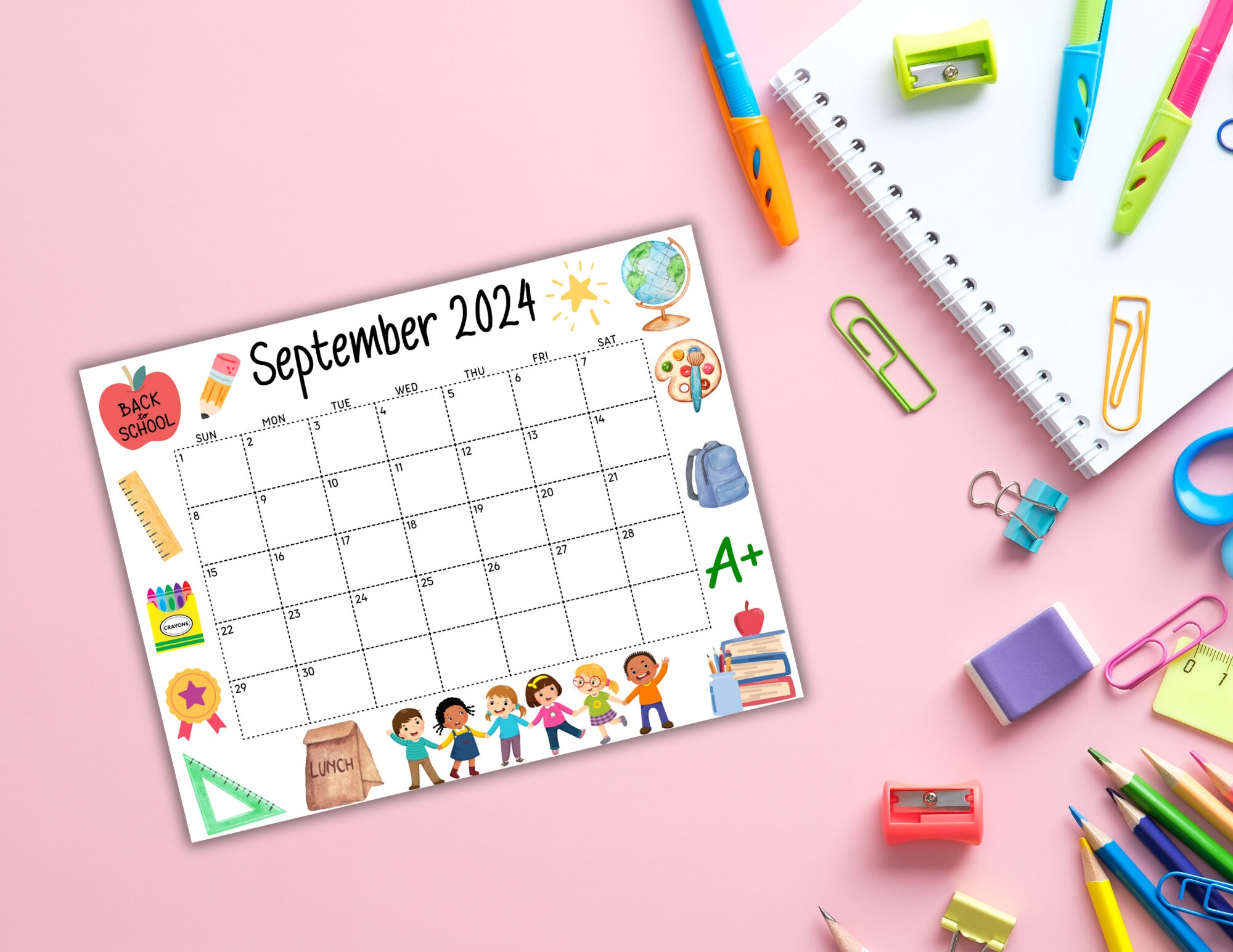 EDITABLE Printable September Calendar 2024 Back to School September ...