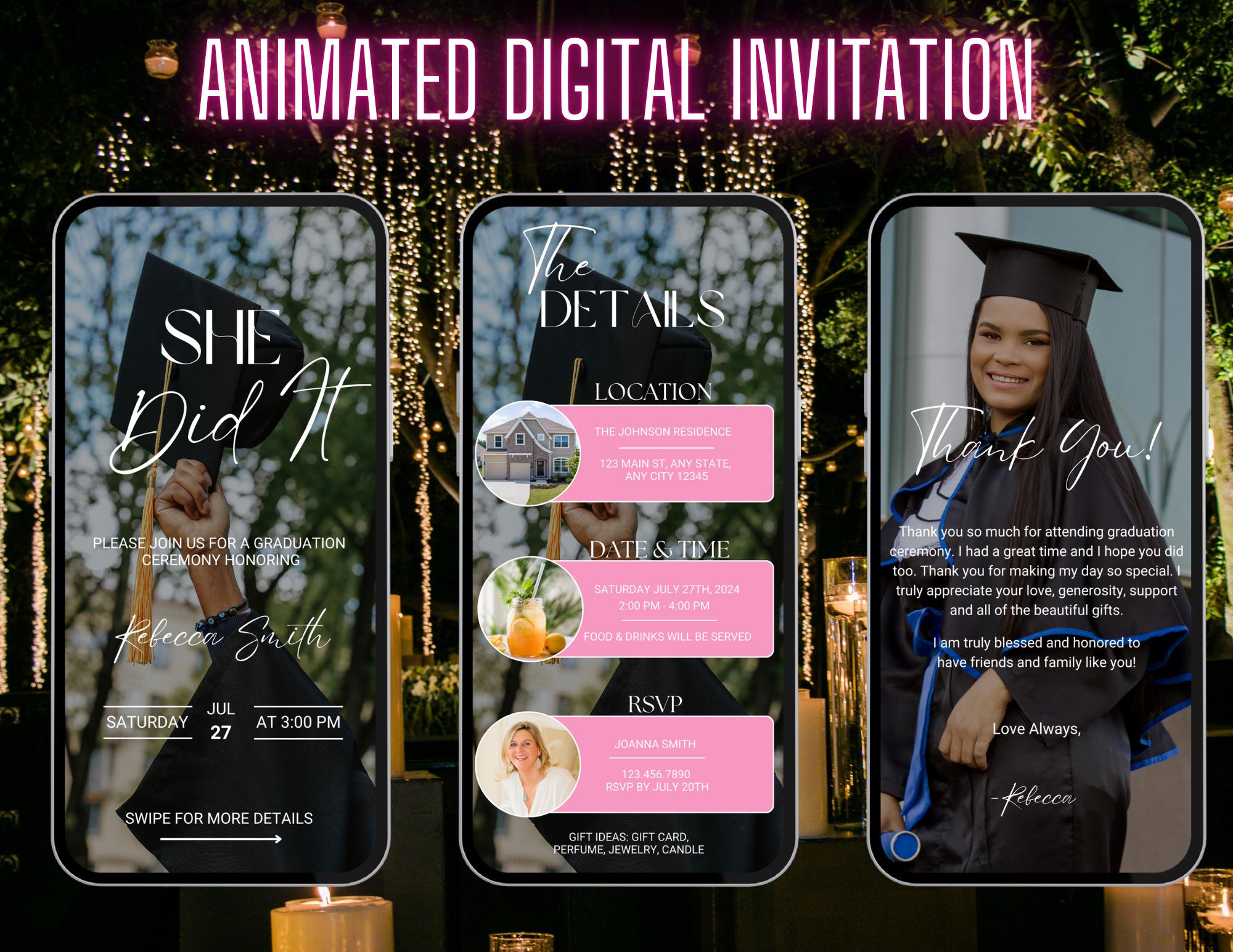 Digital Graduation Invitation | Animated Grad Announcement | Graduation ...