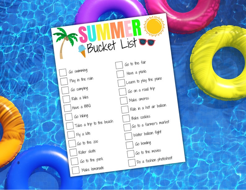 EDITABLE Printable Summer Bucket List Summer to Do List - Etsy