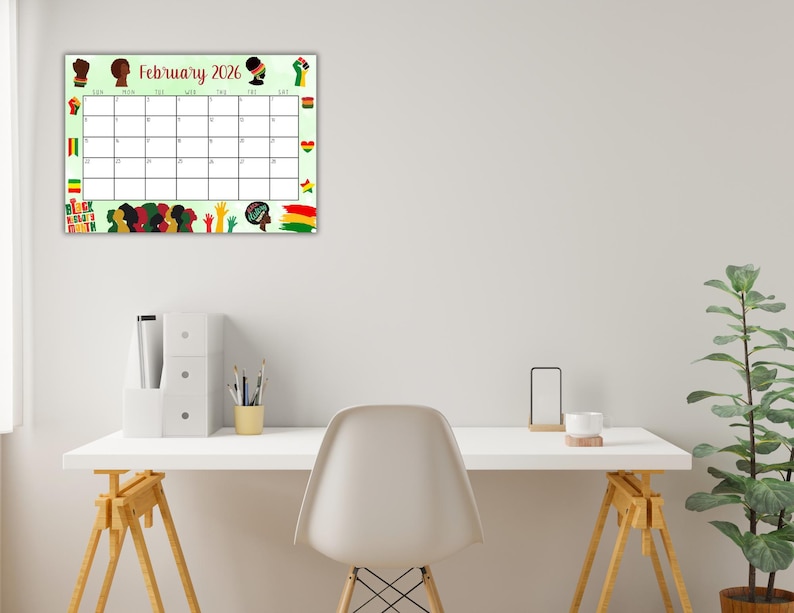 EDITABLE Printable February Calendar 2026 | Black History Month ...
