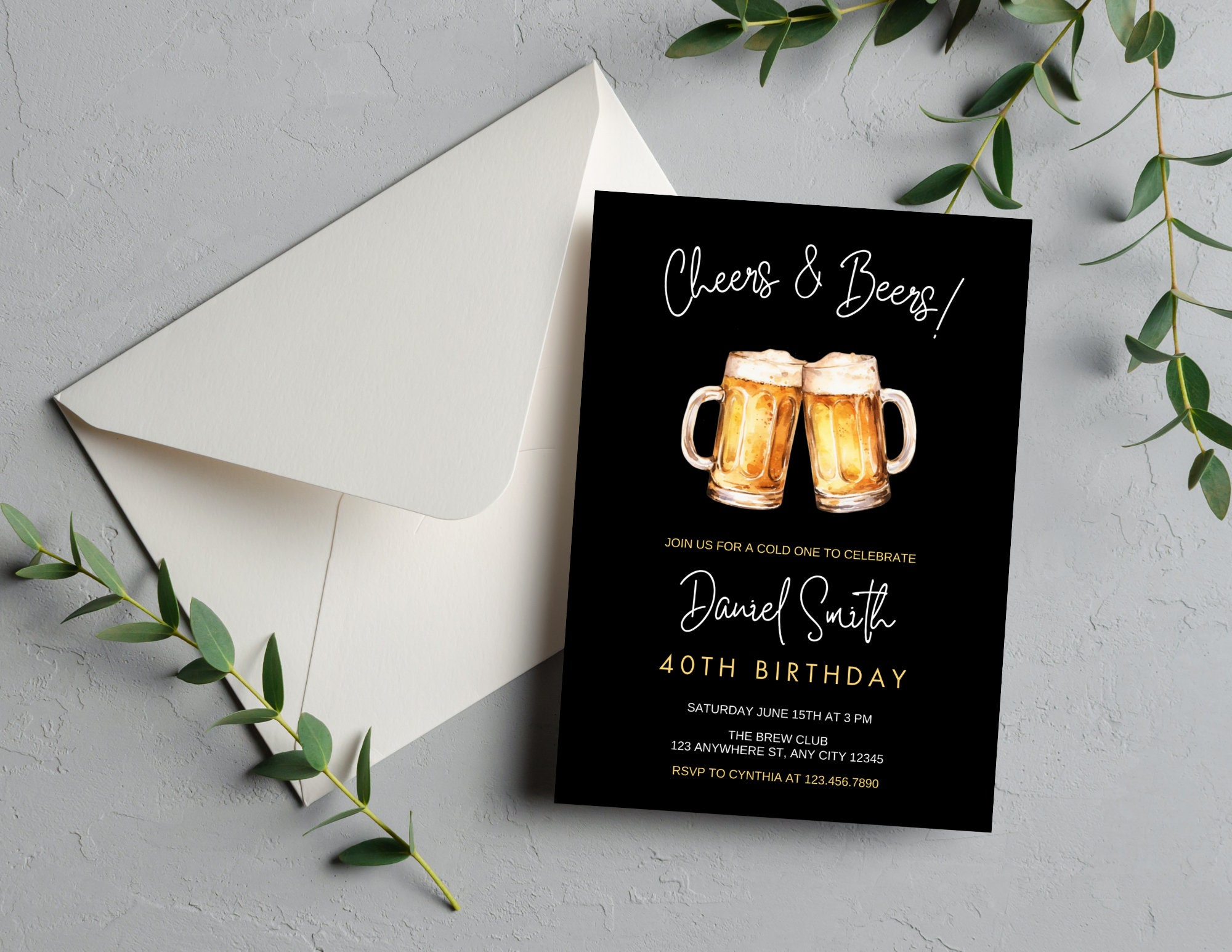 Editable Cheers and Beers Birthday Party Invitation Editable 30th 40th ...