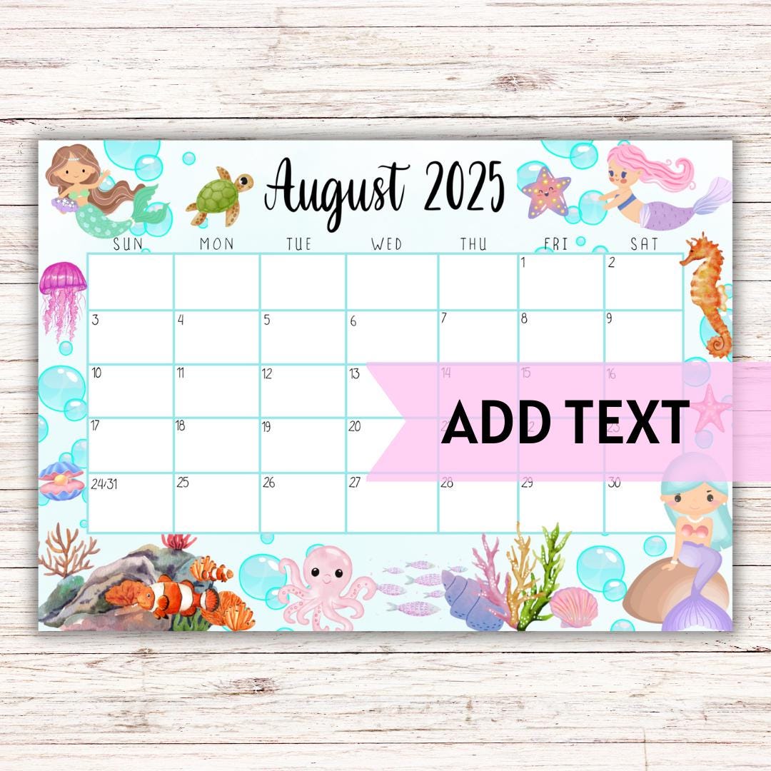 EDITABLE Printable August Calendar 2025 | Cute August 2025 Calendar W ...