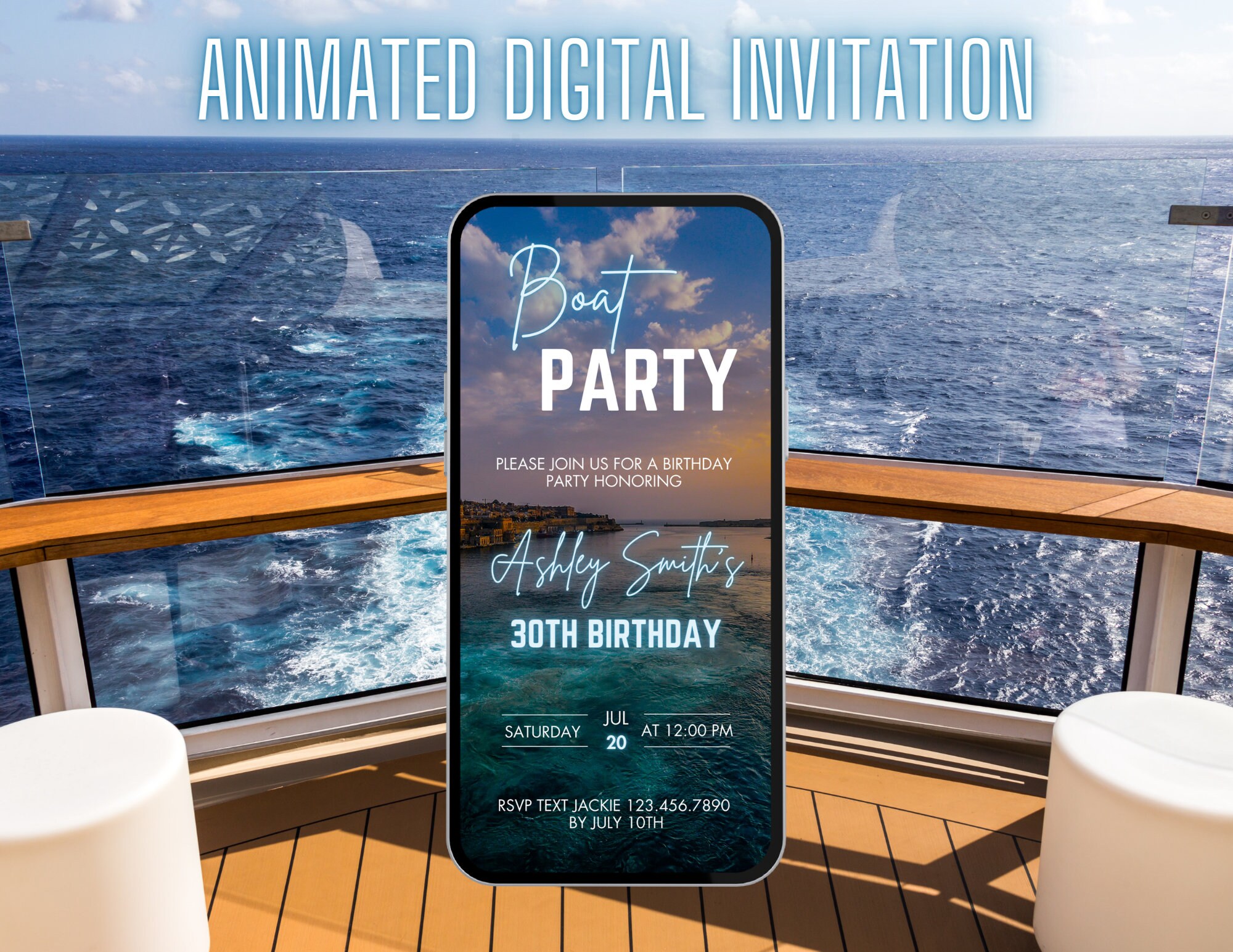 Digital Boat Party Invitation | Animated Yacht Party Invite | Summer ...