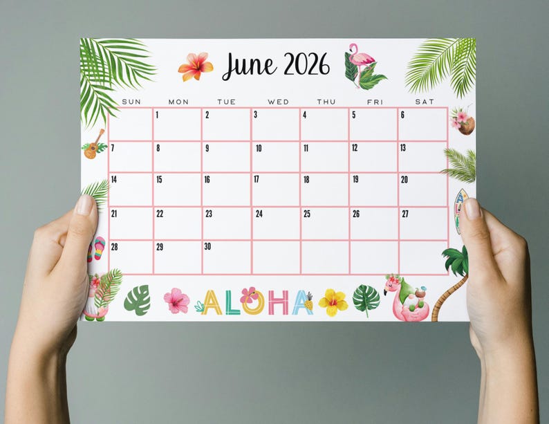 Buy EDITABLE June Calendar 2026 | Printable Calendar W/ Flamingos ...