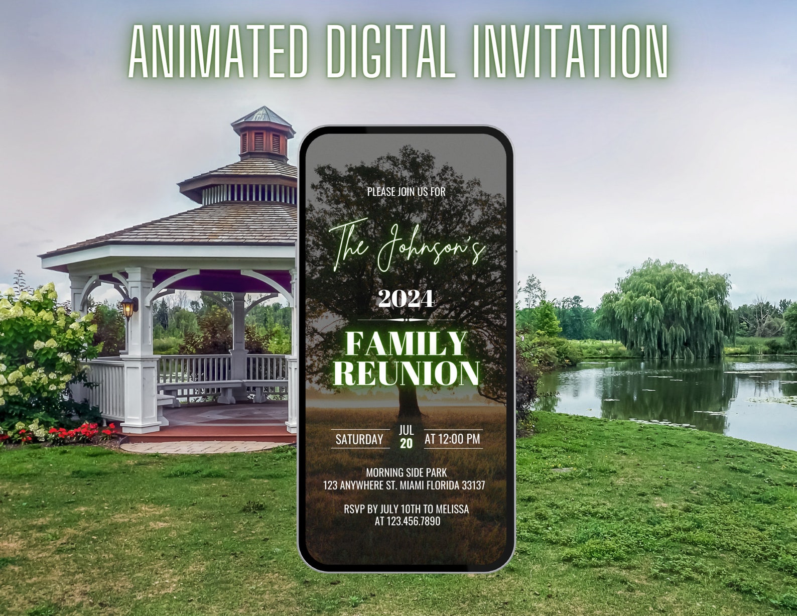 Digital Green Family Reunion Invitation | Family Tree | High School ...