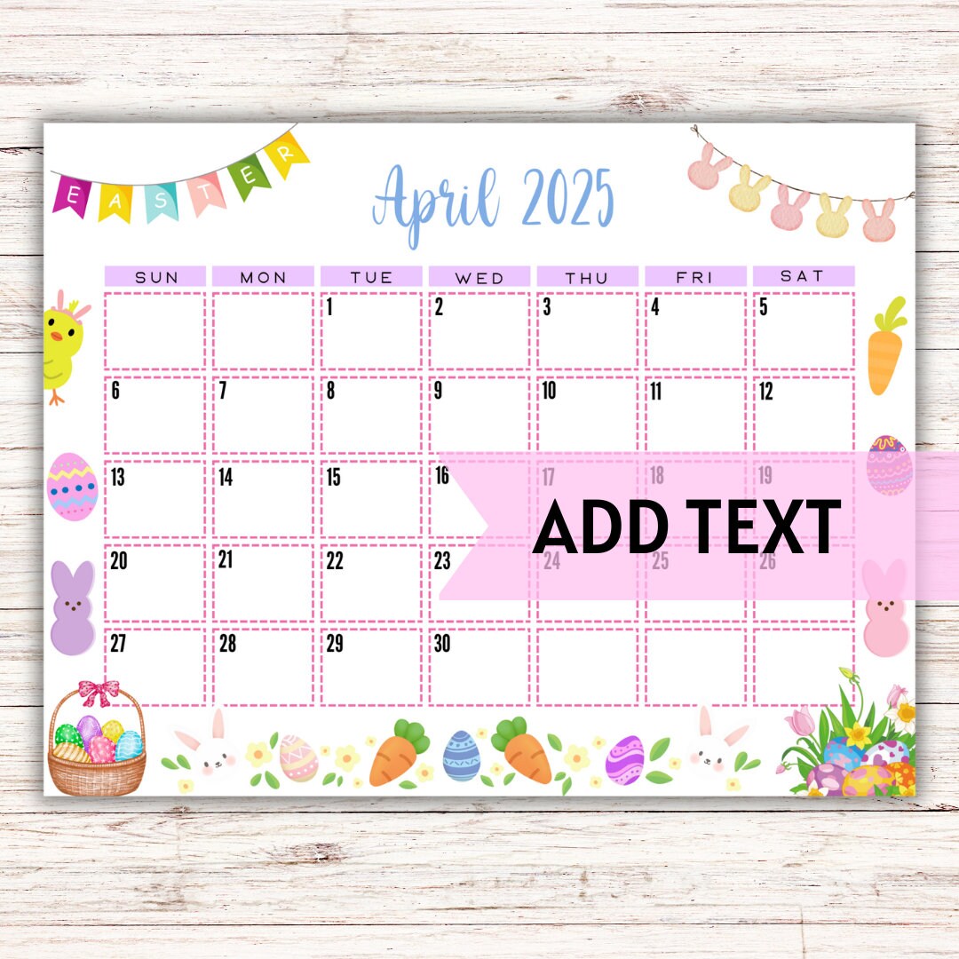 EDITABLE Printable April Calendar 2025 | Printable Wall Calendar 2025 ...