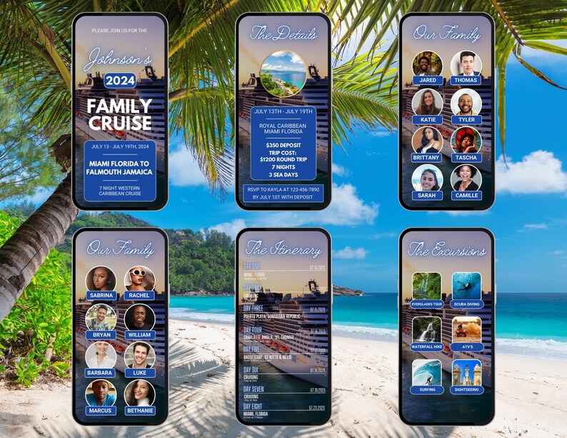 Editable Family Cruise Itinerary Template | Family Reunion Trip Invite ...