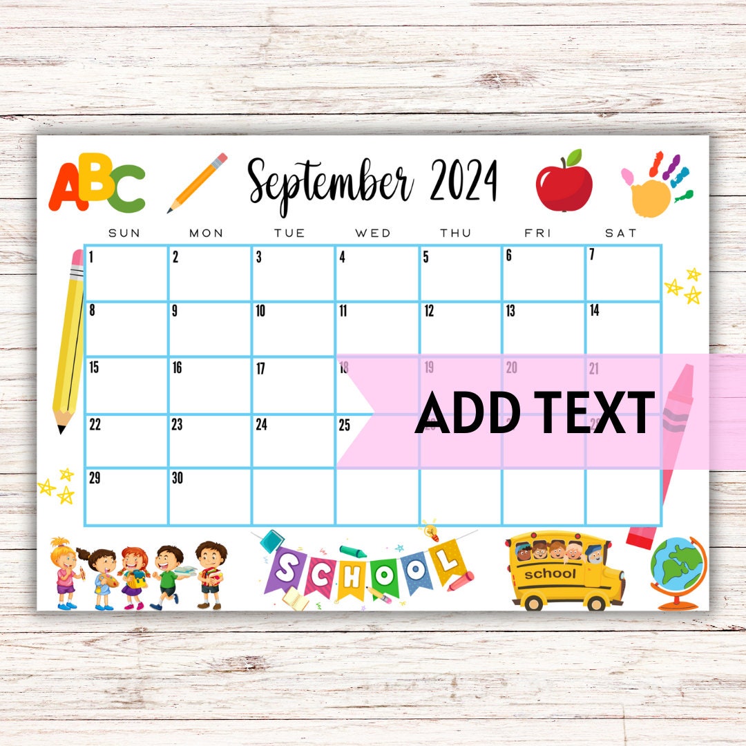 EDITABLE Printable September Calendar 2024 Back to School Calendar ...