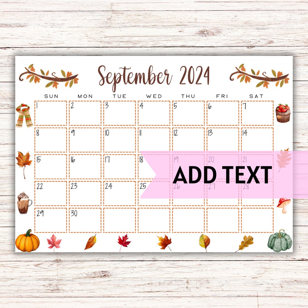 EDITABLE Printable September Calendar 2024 September Calendar W ...