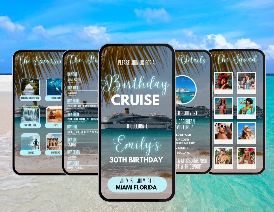 Editable Birthday Cruise Itinerary Template | Cruise Weekend | Birthday ...
