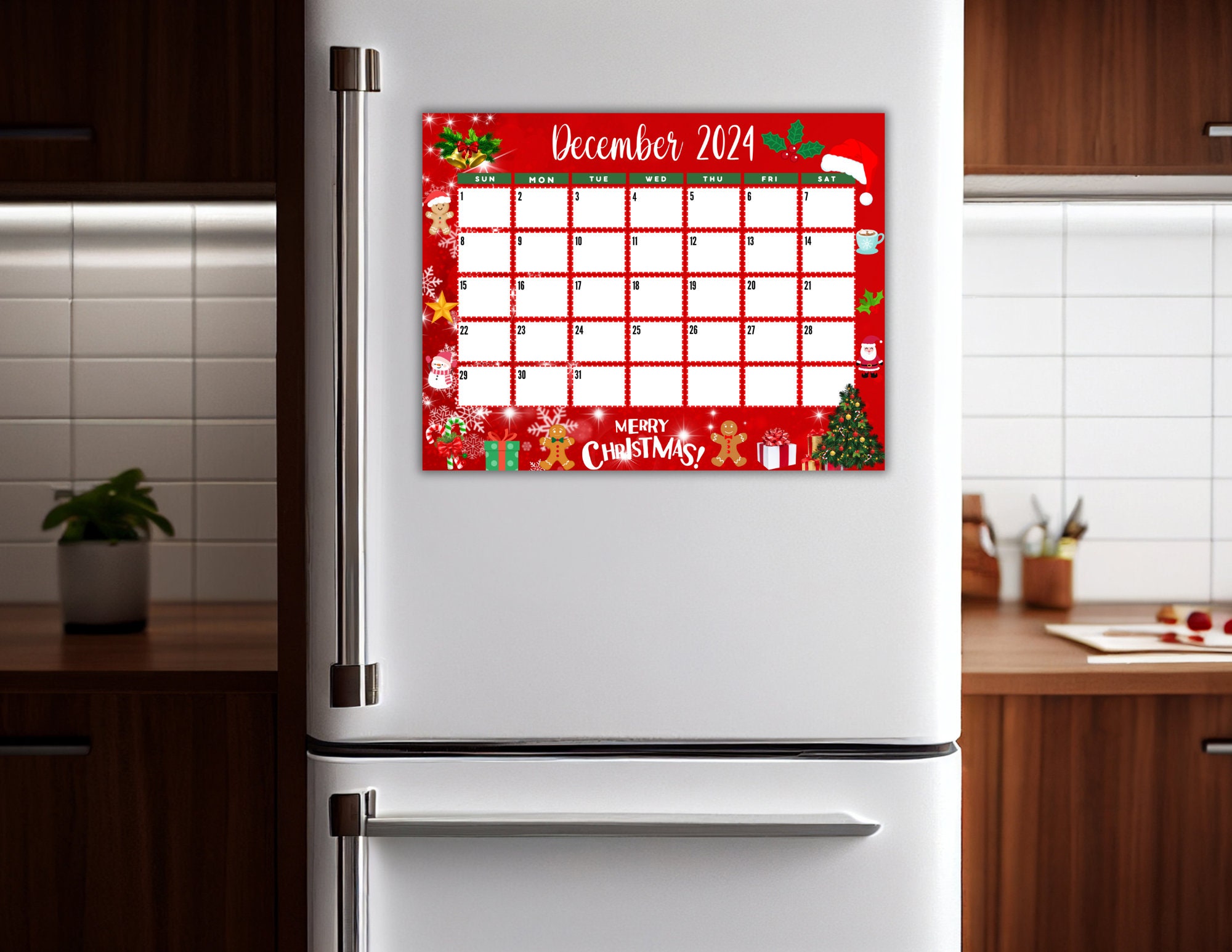 EDITABLE Printable December Calendar 2024 | Cute Christmas Calendar ...