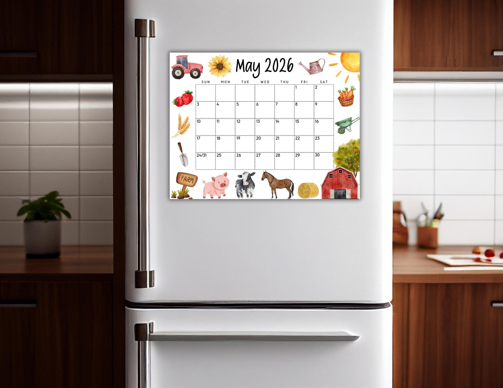 EDITABLE Printable May 2026 Calendar | Cute Farm Themed Calendar W ...