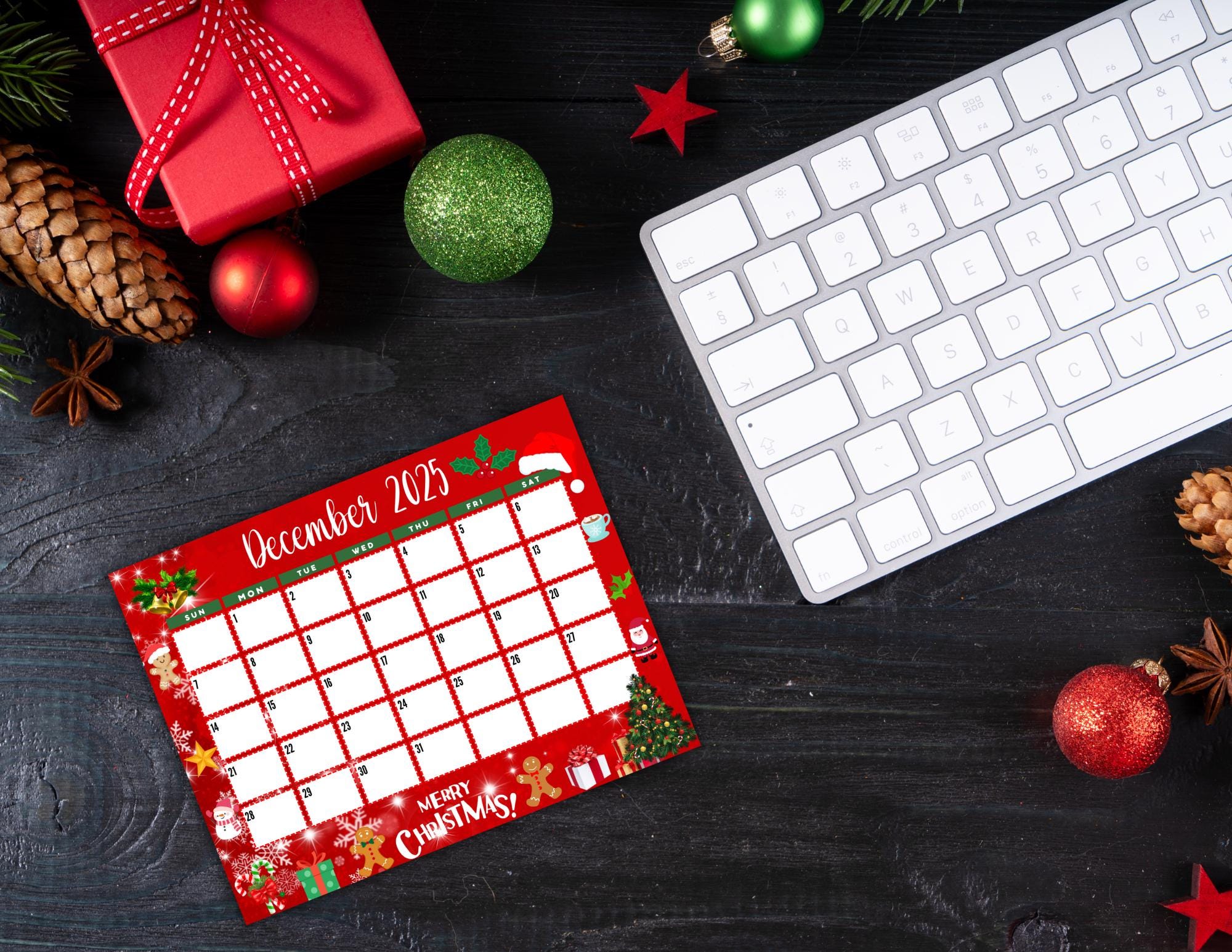 EDITABLE Printable December Calendar 2025 | Cute Christmas Calendar ...