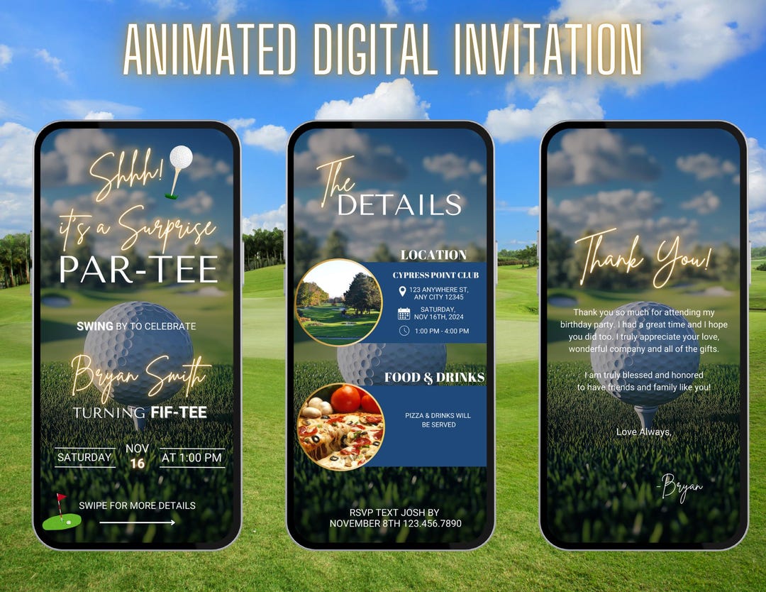 Digital Golf Birthday Invitation | Golfing Birthday Invite | Golfing ...