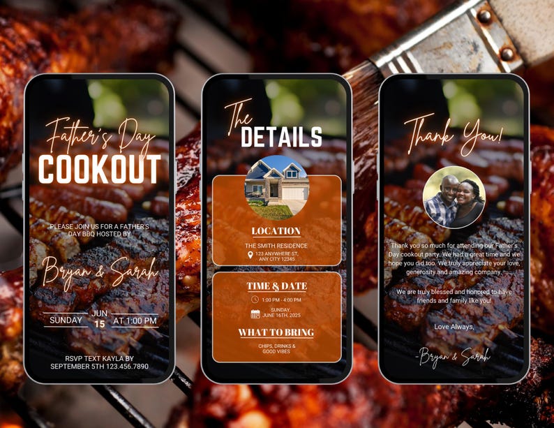 Digital Father's Day Cookout Invitation | | Father's Day Cookout ...