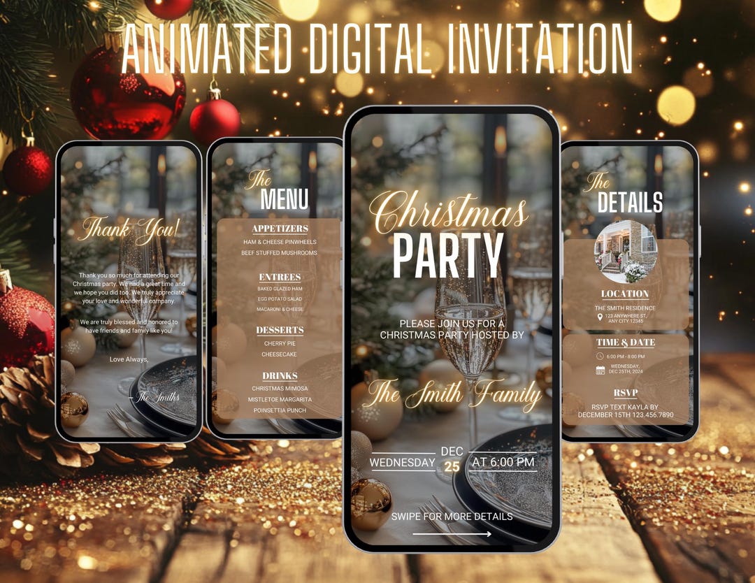 Digital Christmas Party Invitation | Christmas Brunch Invitation ...