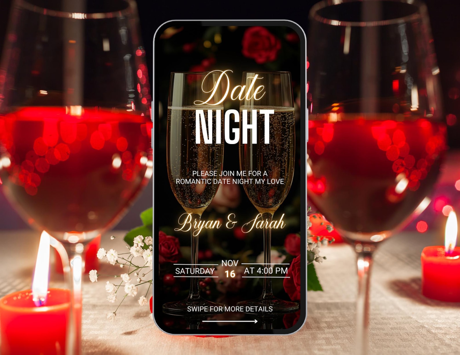 Digital Dinner Date Night Invitation for Couples | Romantic Date Night ...