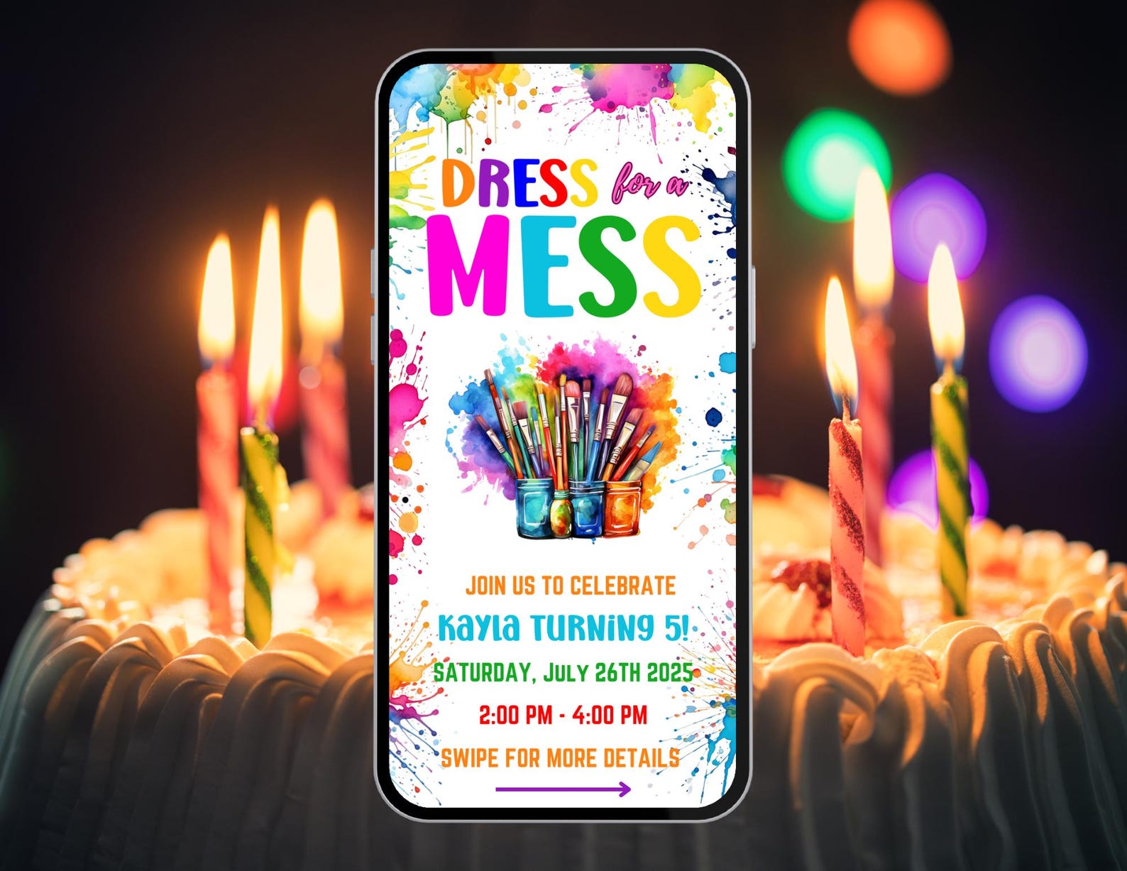 Digital Art Party Dress for a Mess Invitation | Animated Boys or Girls ...