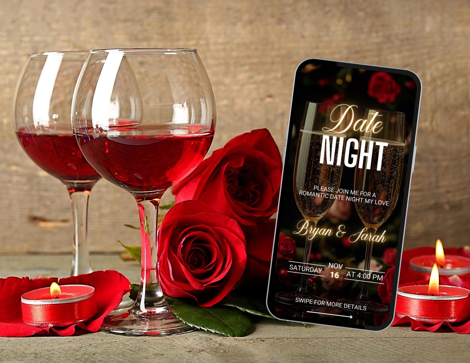 Digital Dinner Date Night Invitation for Couples | Romantic Date Night ...