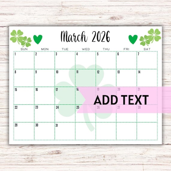 Calendario De San Patricio Marzo 2023