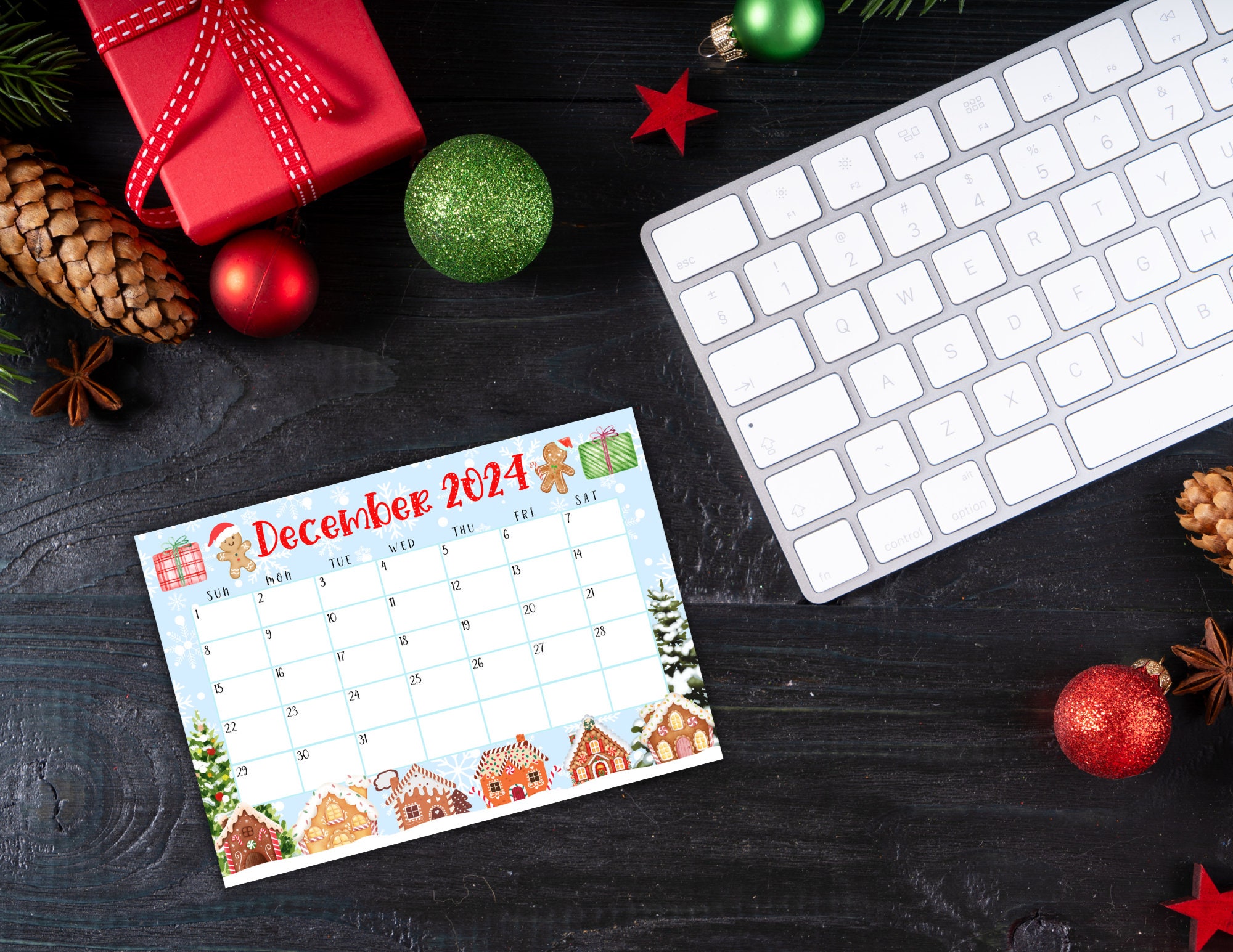 EDITABLE Printable December Calendar 2024 Christmas December Calendar W ...