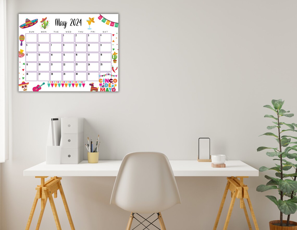 EDITABLE Printable May Calendar 2024 Cinco De Mayo Themed Calendar ...