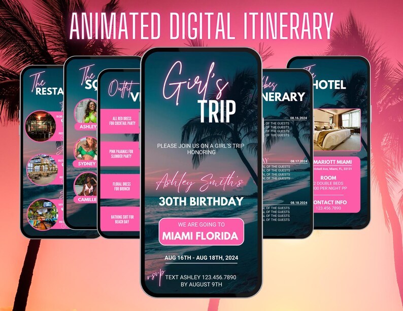 Girls Trip Itinerary | Itinerary Template | Travel Itinerary | Birthday ...
