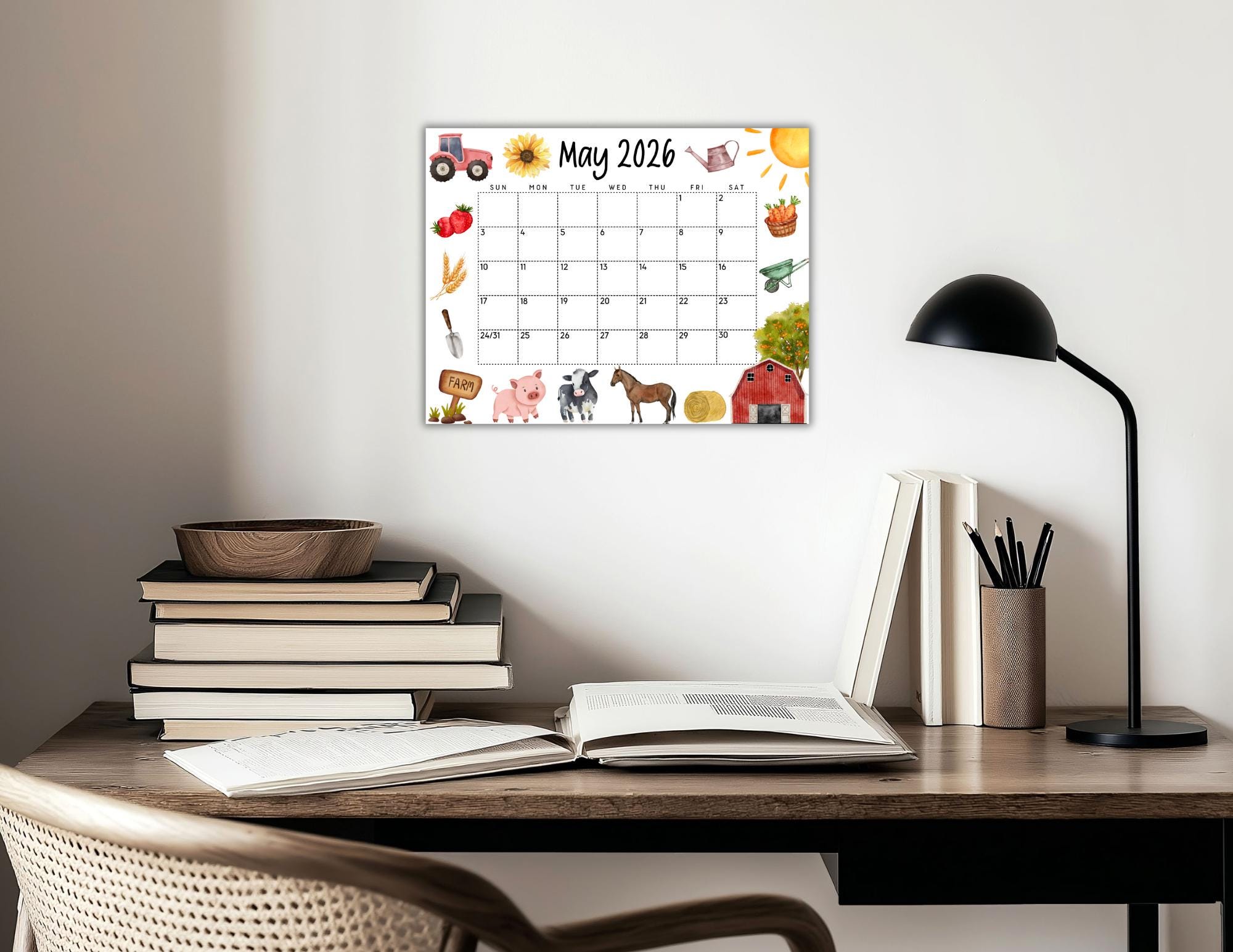 EDITABLE Printable May 2026 Calendar | Cute Farm Themed Calendar W ...