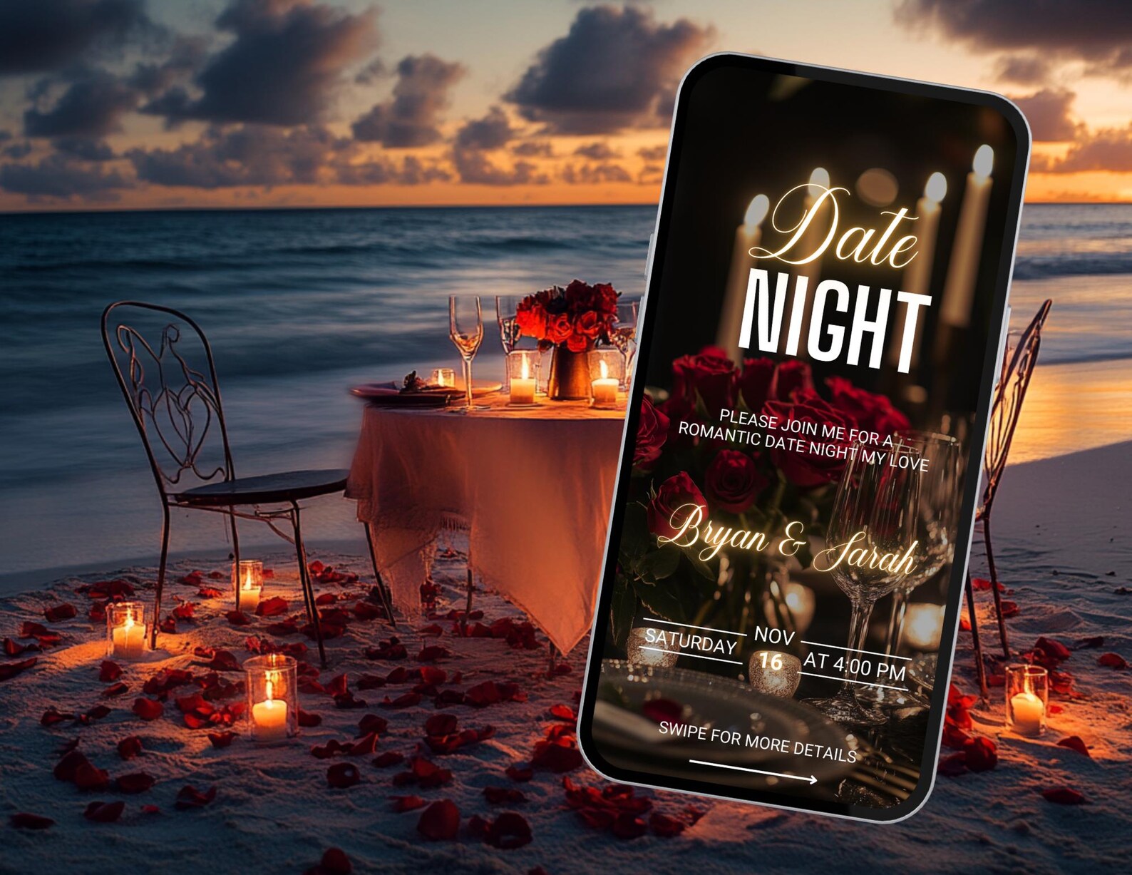 Digital Dinner Date Night Invitation for Couples | Romantic Date Night ...