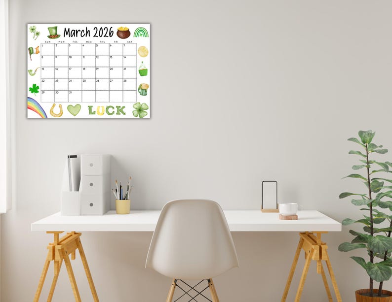 EDITABLE Printable March 2026 Calendar | Cute St. Patrick's Day March ...