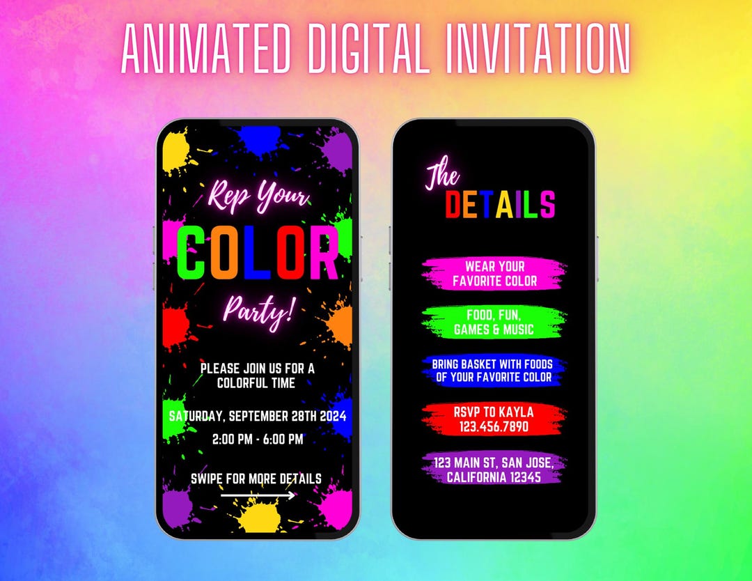 Digital Color Party Invitation | Animated Rep Your Color Invitation ...