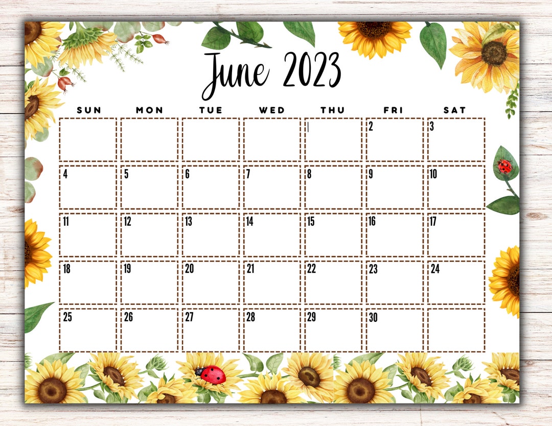 EDITABLE Printable June Calendar 2023 Beautiful June - Etsy Australia