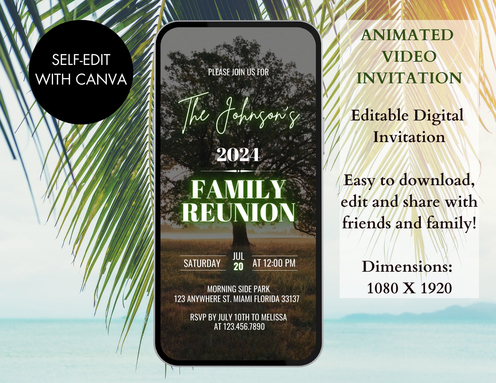 Digital Green Family Reunion Invitation | Family Tree | High School ...